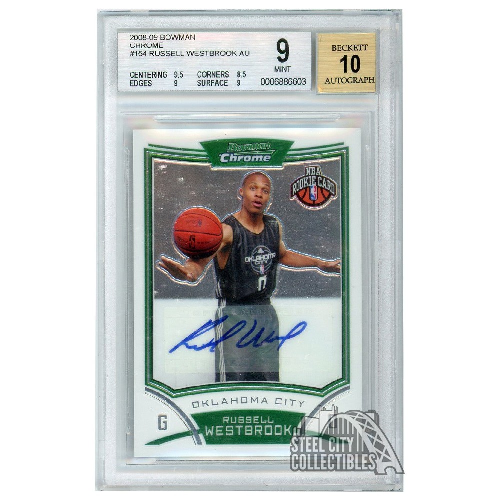 Russell Westbrook 2008-09 Bowman Chrome Rookie Autograph Card #154 BGS ...