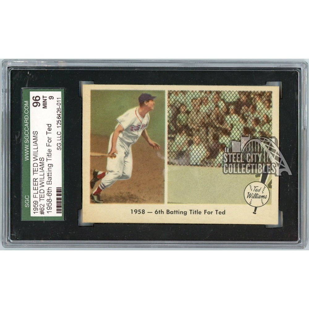 Ted Williams 1959 Fleer Ted Williams 1958-6th Batting Title For Ted ...