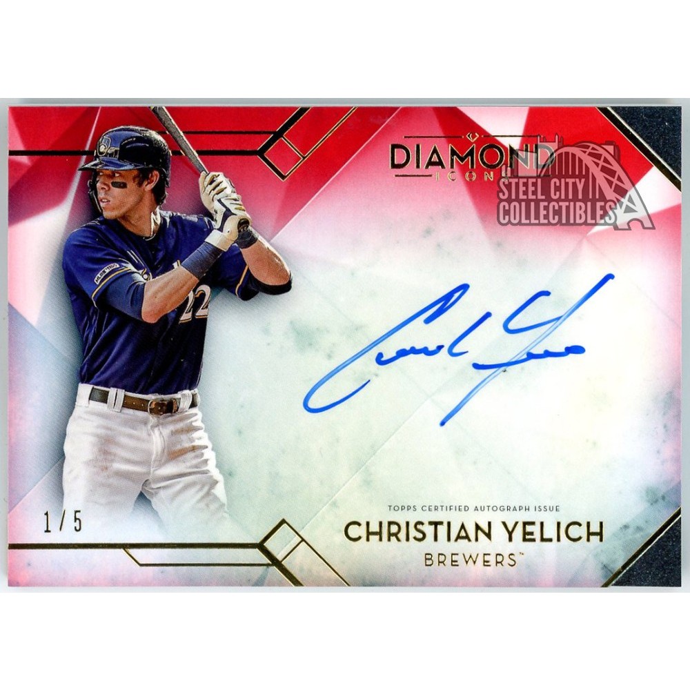 Christian Yelich 2020 Topps Diamond Icons Red Autograph Card #DIA-CY 1/ ...