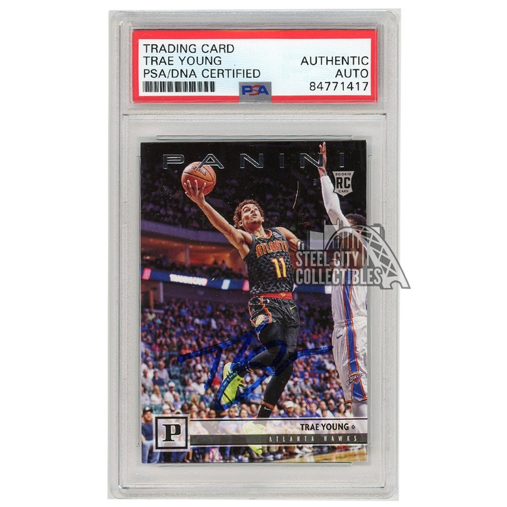 Trae Young 2018-19 Panini Chronicles Panini Autograph RC Card #131 PSA ...