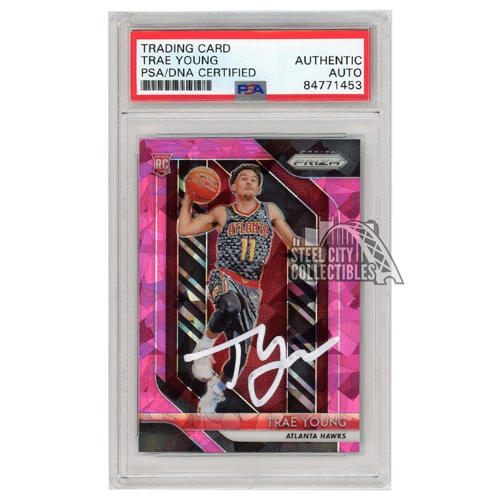 Trae Young 2018-19 Panini Prizm Pink Ice Autograph RC Card #78 PSA/DNA ...