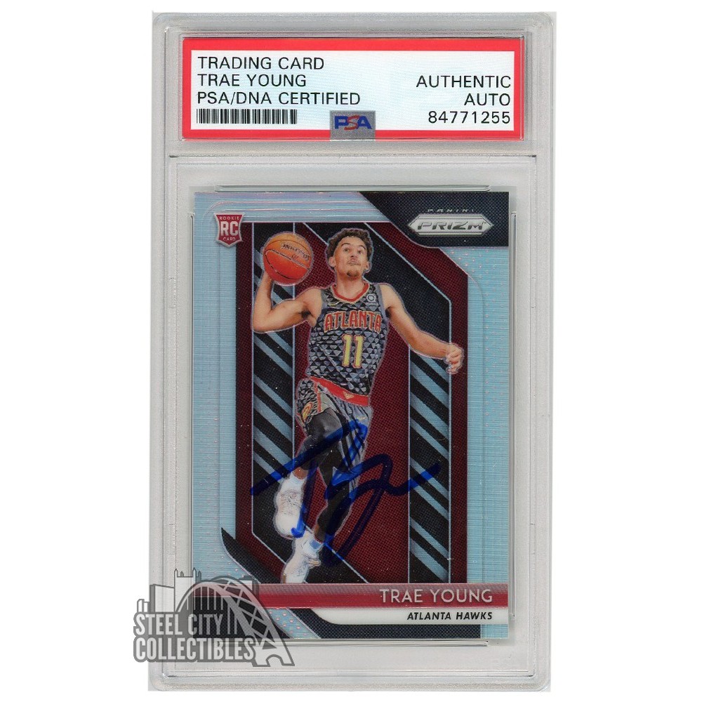 Trae Young 2018-19 Panini Prizm Silver Autograph RC Card #78 PSA/DNA ...