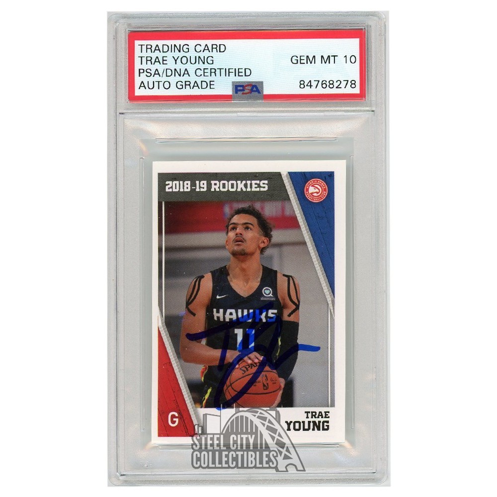 Trae Young 2018-19 Panini Stickers Autograph RC Card #430 PSA/DNA 10 ...