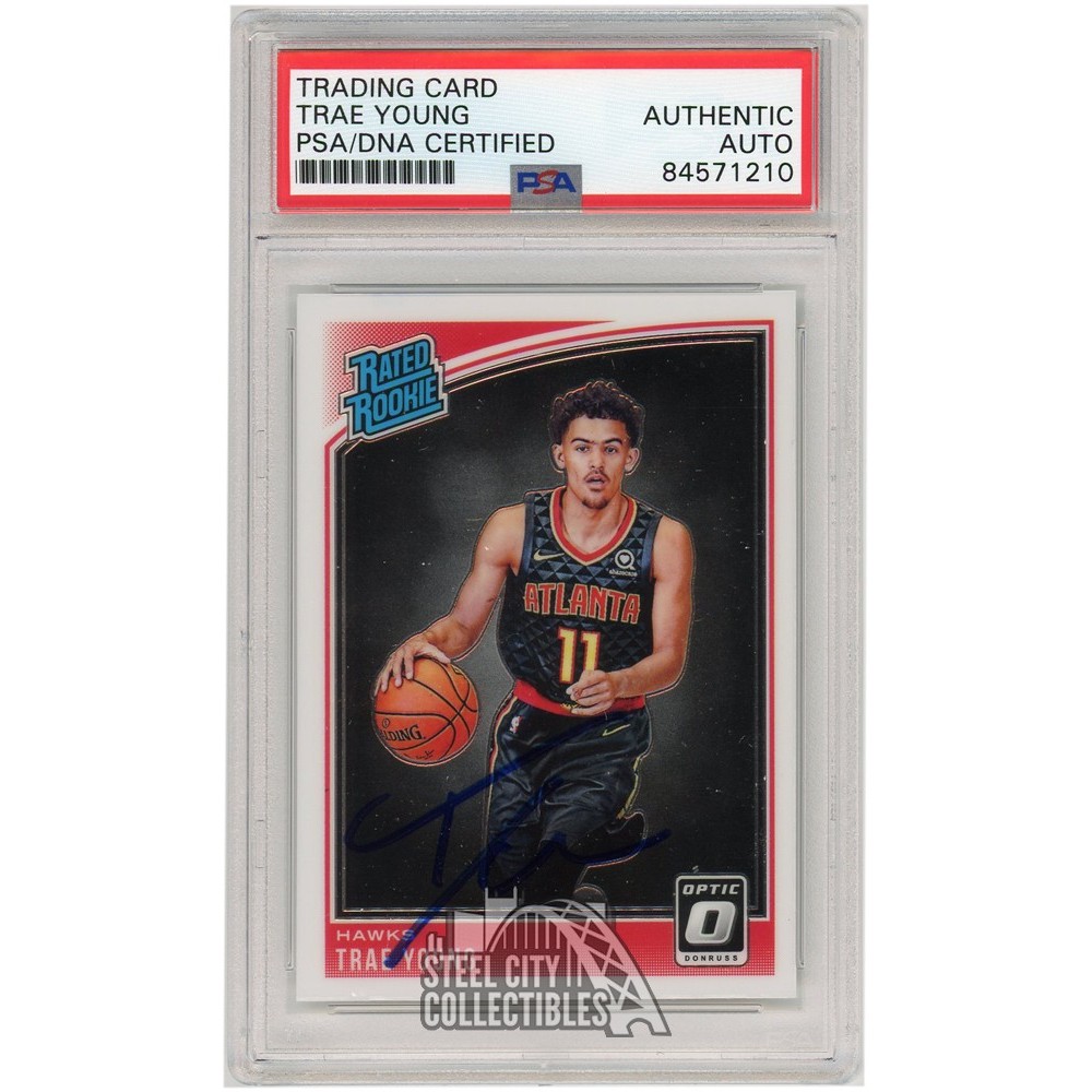 Trae Young 2018-19 Panini Donruss Optic Autograph RC Card #198 PSA/DNA ...