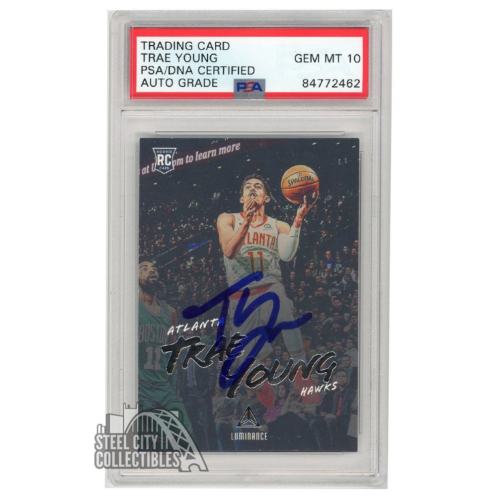 Trae Young 2018-19 Panini Chronicles Luminance Autograph Rookie Card ...