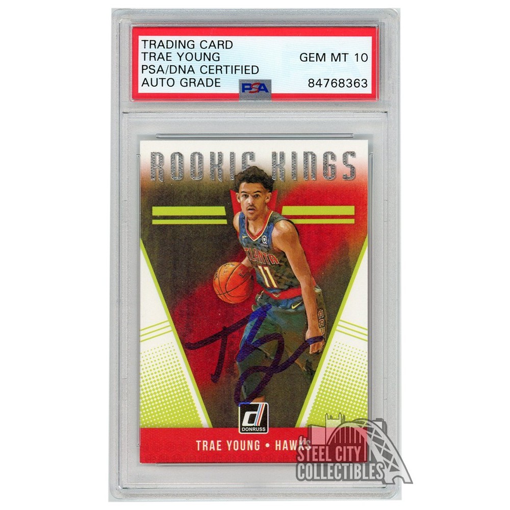 Trae Young 2018-19 Panini Donruss Rookie Kings Autograph Card #24 PSA ...