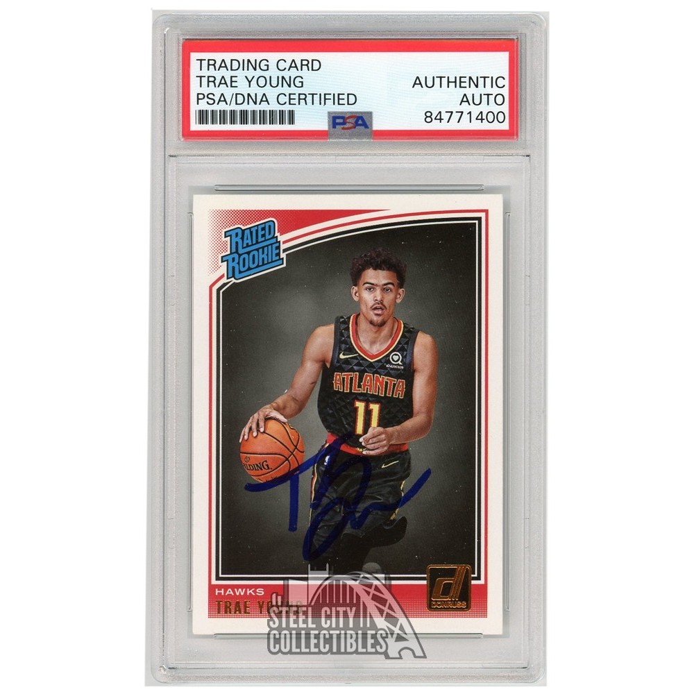 Trae Young 2018-19 Panini Donruss Autograph RC Card #198 PSA/DNA (Blue ...