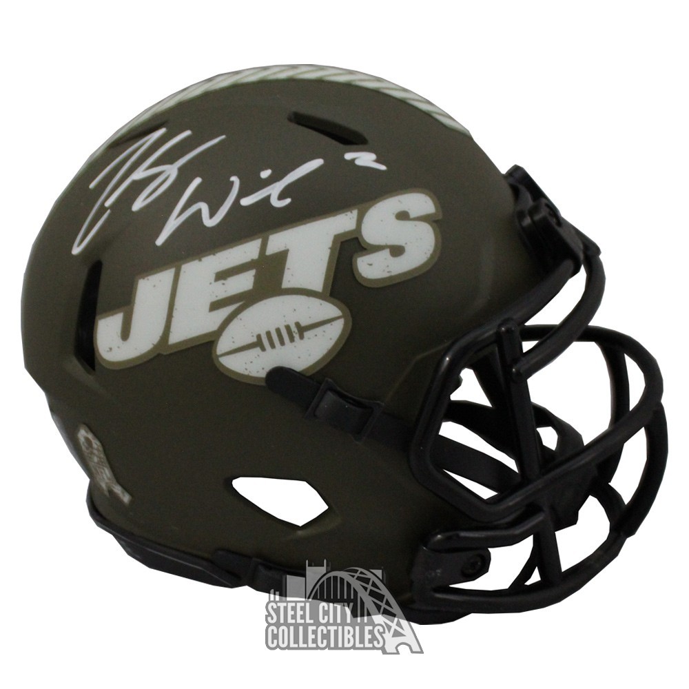 Zach Wilson Autographed New York Salute to Service Football Mini Helmet ...