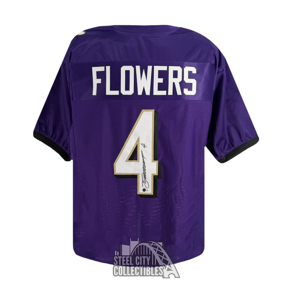Zay Flowers Autographed Baltimore Custom Purple Football Jersey Bas