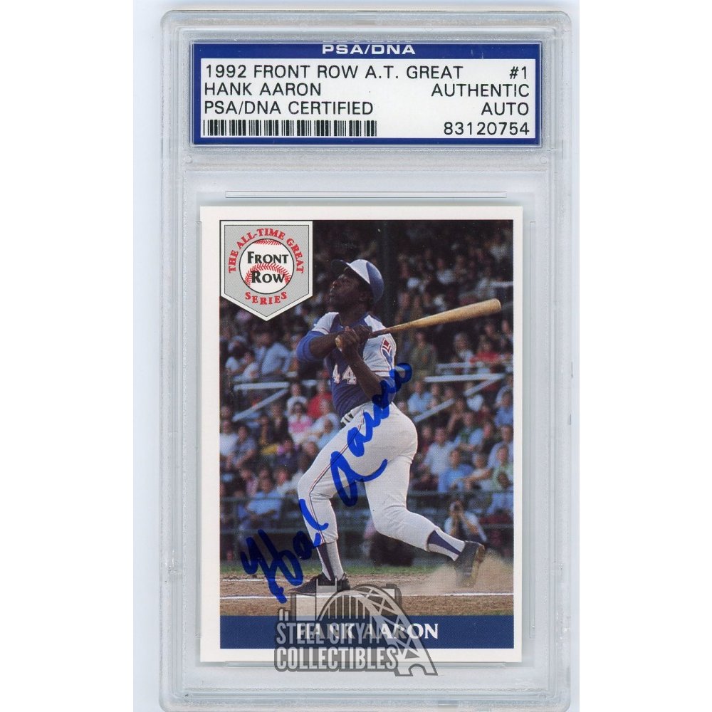 Hank Aaron 1992 Front Row All Time Great Autographed Auto Card #1 - PSA ...