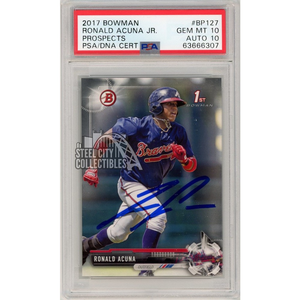 Ronald Acuna Jr 2017 Bowman 1st Prospect Rookie Autograph #BP127 PSA 10 PSA/DNA 10 | Steel City ...
