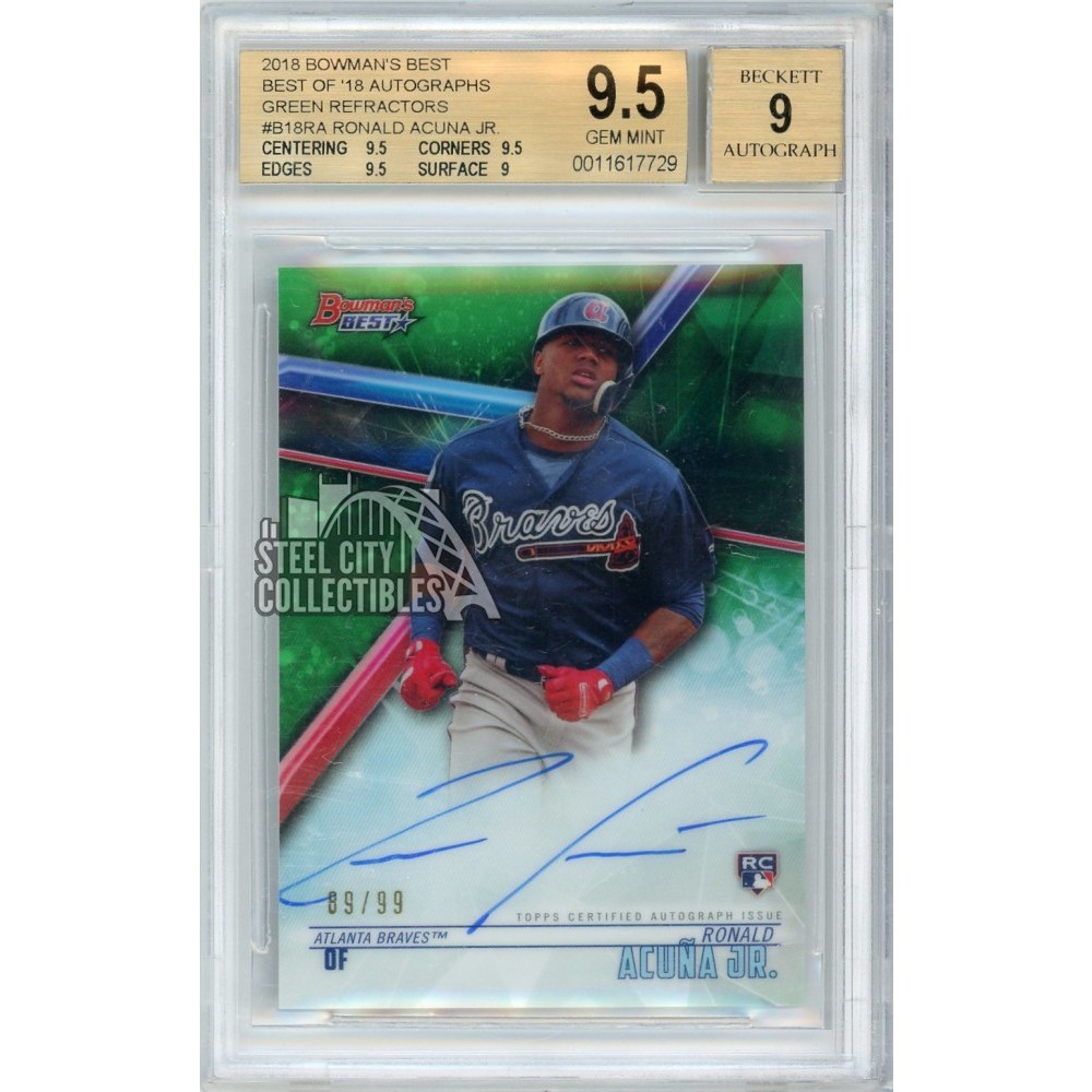 Ronald Acuna 2018 Bowman's Best Green Autograph Rookie Card /99 #B18-RA ...