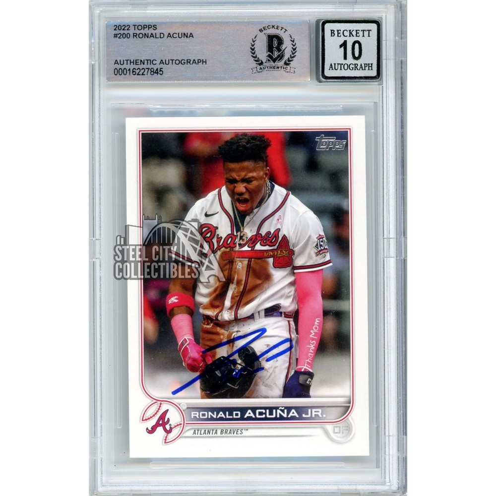 Ronald Acuna Jr 2022 Topps Autograph Card #200 BAS 10 | Steel City ...