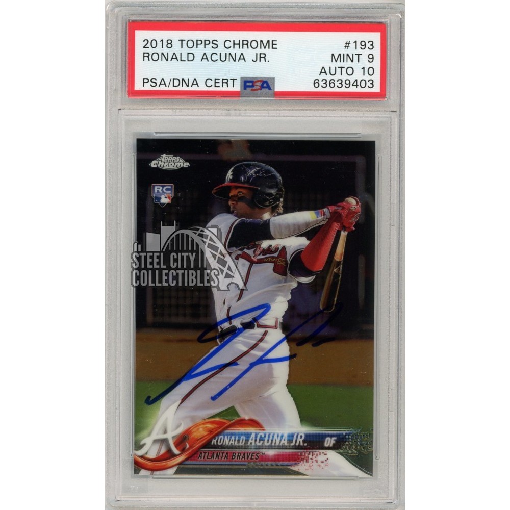 Ronald Acuna 2018 Topps Chrome Autograph Rookie Card #193 PSA 9 PSA/DNA ...