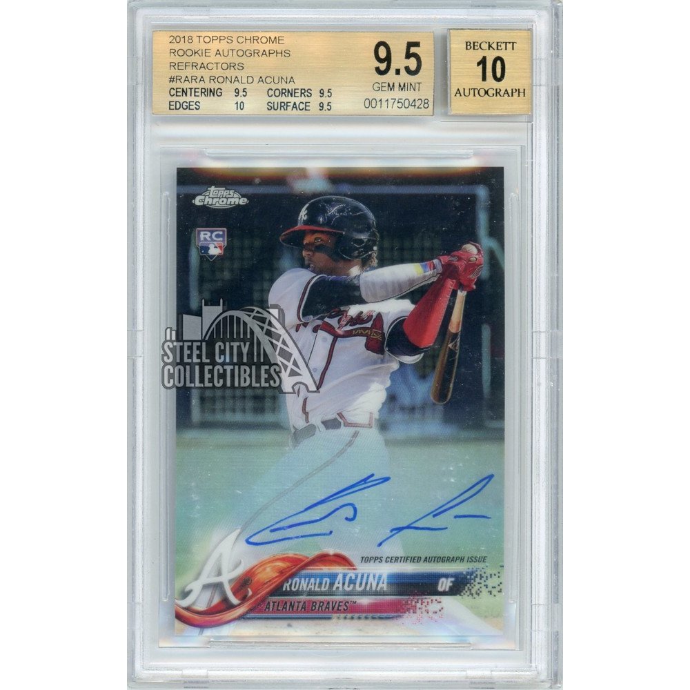 Ronald Acuna 2018 Topps Chrome Rookie Refractor Autograph 315/499 BGS 9 ...
