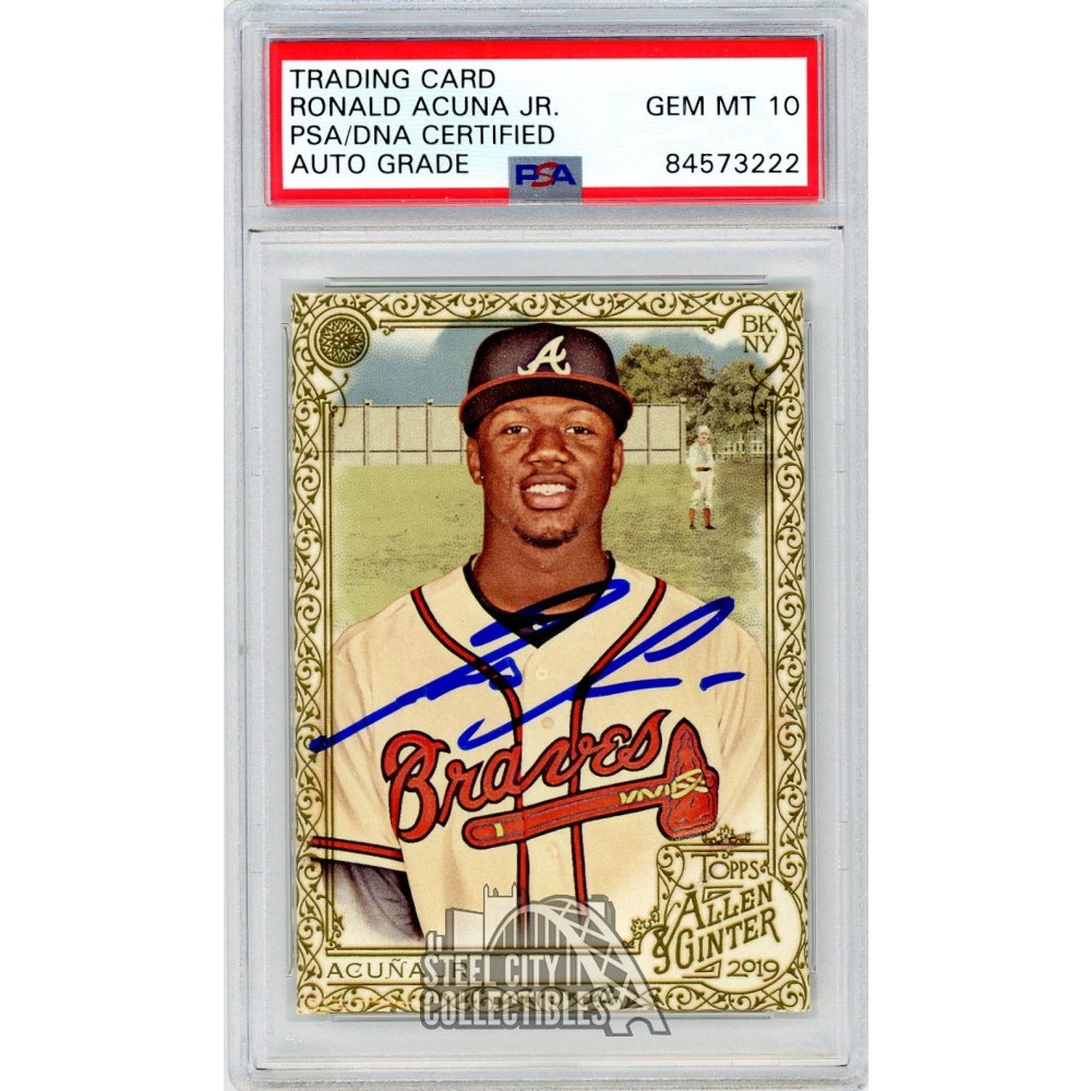 Ronald Acuna Jr 2019 Topps Allen & Ginter Gold Autograph Card #25 PSA ...