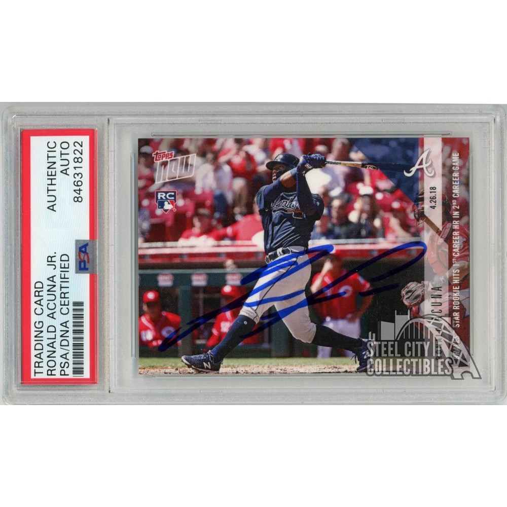 Ronald Acuna Jr 2018 Topps Now Autograph Rookie Card #129 PSA/DNA ...