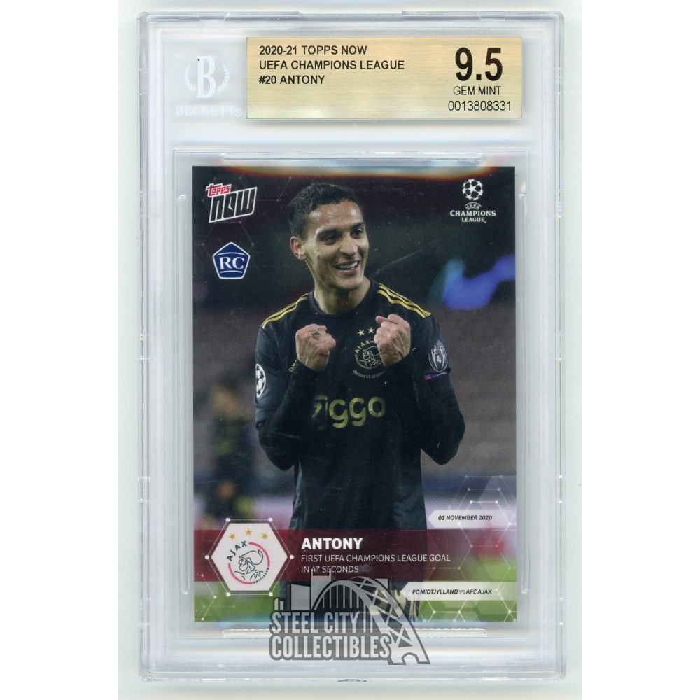 Antony 2020-21 Topps Now UEFA Champions League Rookie Card #20 - BGS 9. ...