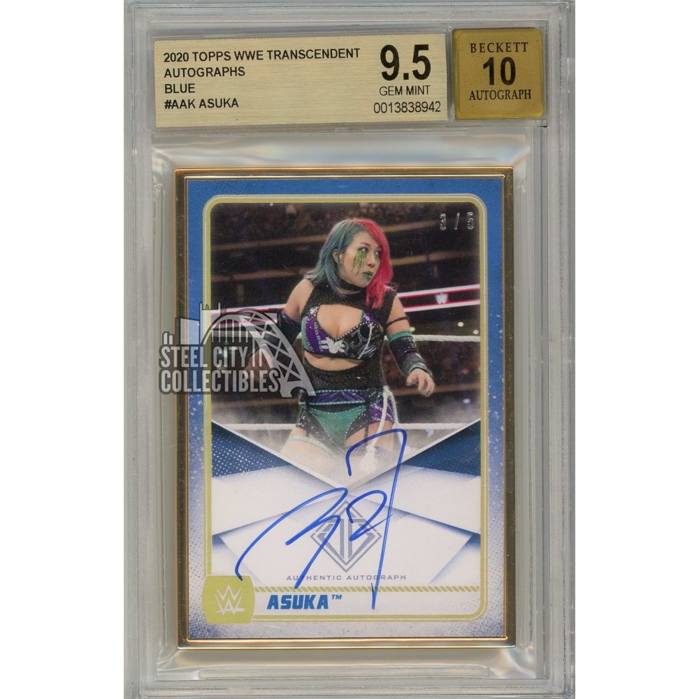 Asuka 2020 Topps Transcendent WWE Blue Autograph Card 3/5 BGS 9.5 ...