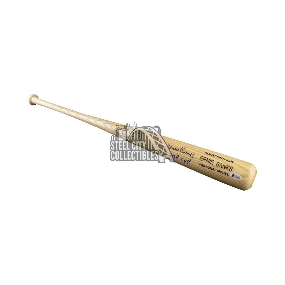 Ernie Banks Mr Cub Autographed Adirondack Baseball Bat - BAS COA ...