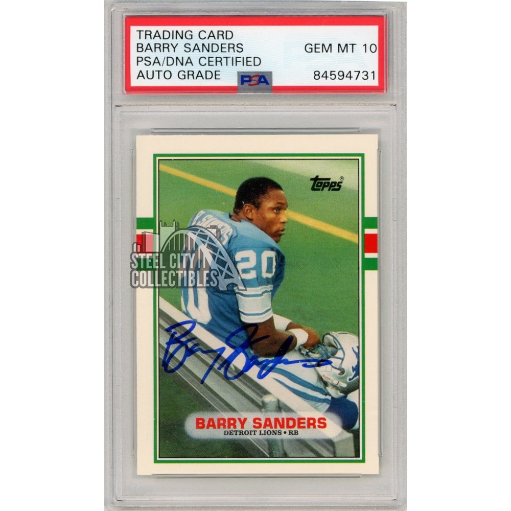 Barry Sanders 1989 Topps Traded Football Autograph Card #83T PSA/DNA 10 ...