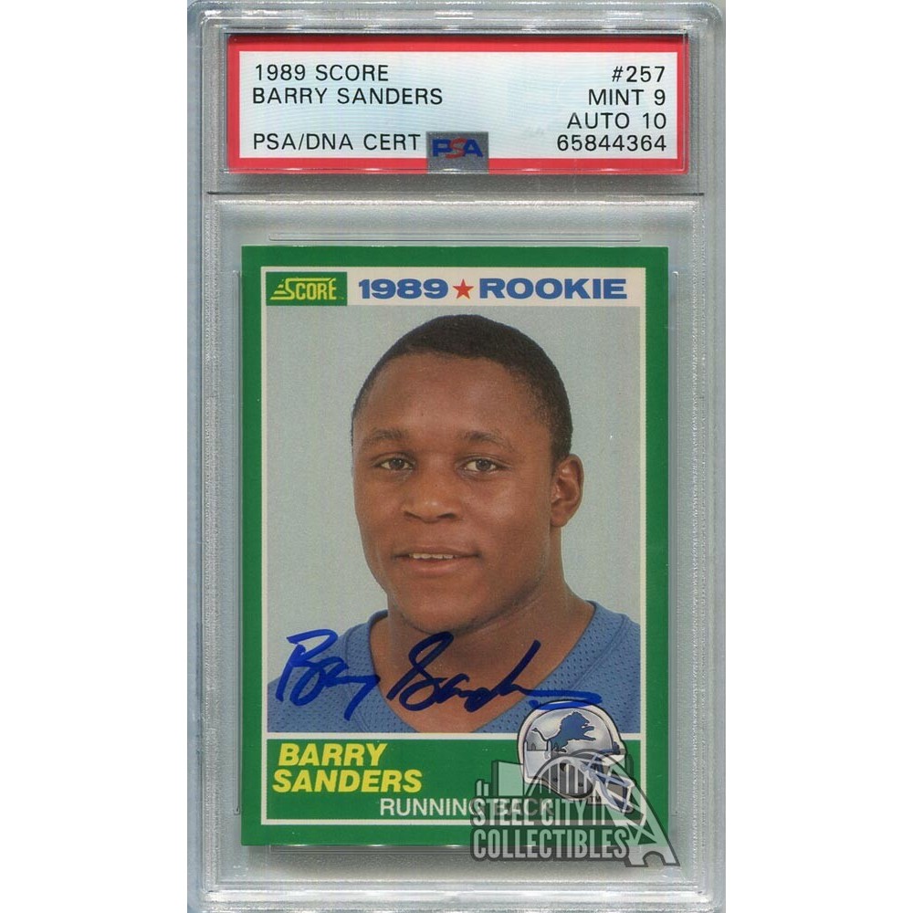 Barry Sanders 1989 Score Football Autograph Rookie Card #257 PSA 9 PSA ...