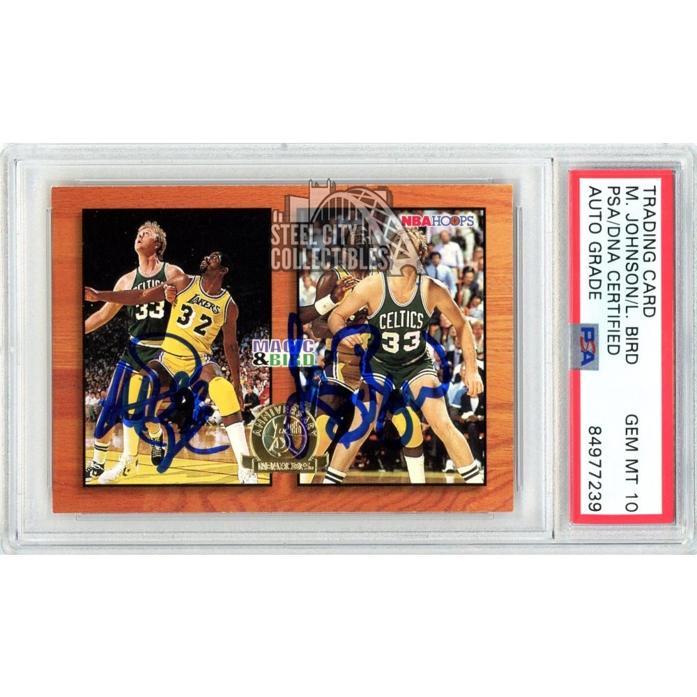 Larry Bird/Magic Johnson 1994-95 Skybox Anniversary Autograph Card #MB1 PSA/DNA 10 | Steel City ...