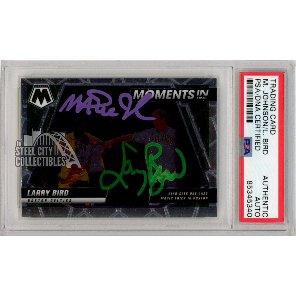 Magic Johnson/Larry Bird 2021-22 Mosaic Moments Autograph Card #19 PSA ...
