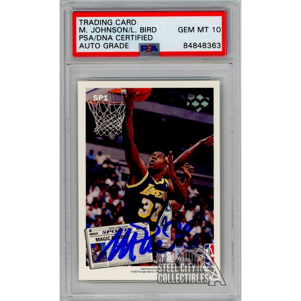 Magic Johnson Larry Bird 1992-93 Upper Deck Retire Dual Autograph Card ...