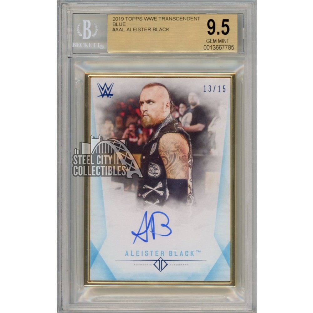 Aleister Black 2019 Topps Transcendent Blue Autograph Card 13/15 BGS 9. ...