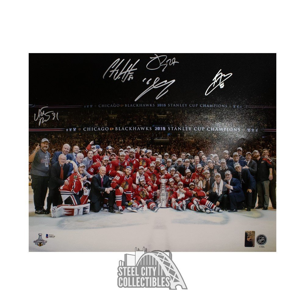 2015 Chicago Blackhawks Autographed 16x20 Photo - BAS LOA (5 Signatures ...