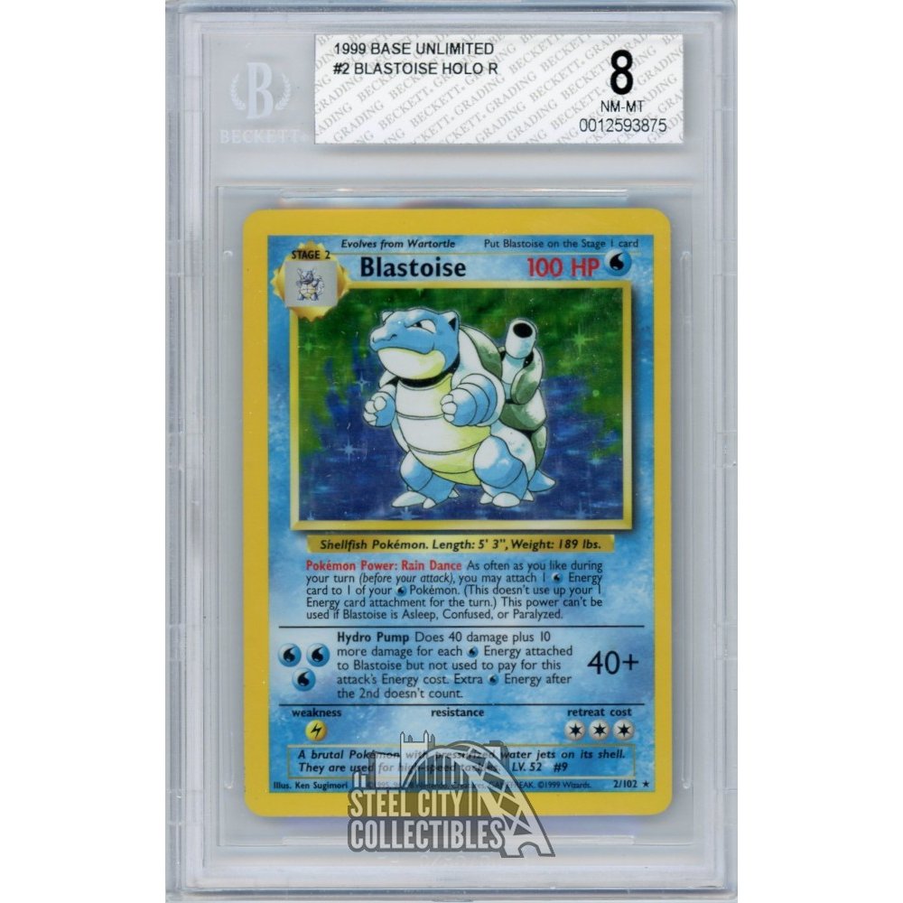 1999 Blastoise Pokemon Base Set Holo Card 2/102 BGS 8 | Steel City ...