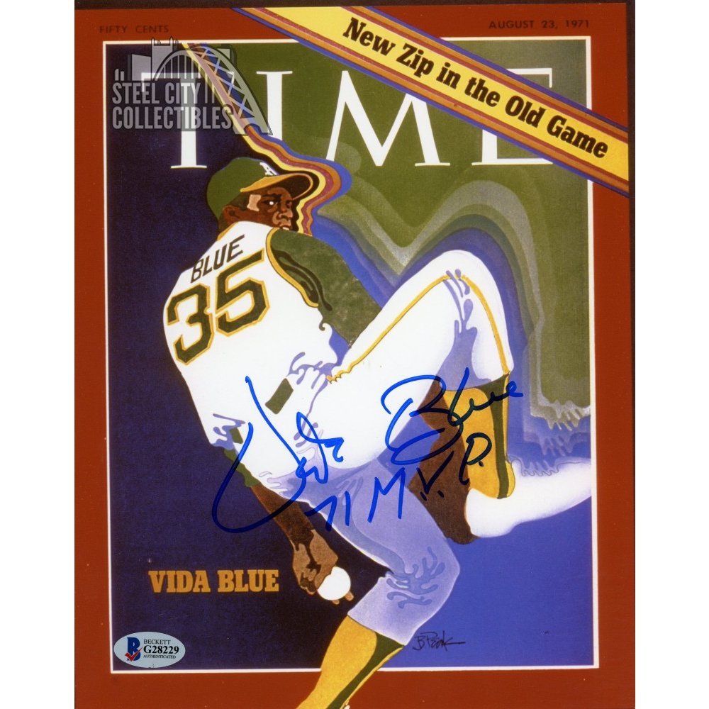 Vida Blue 71 MVP Autographed Time Magazine Cover 8x10 Photo - BAS COA ...