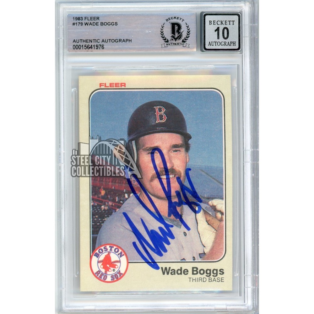 Wade Boggs 1983 Fleer Autograph Rookie Card RC #179 BAS 10 | Steel City Collectibles