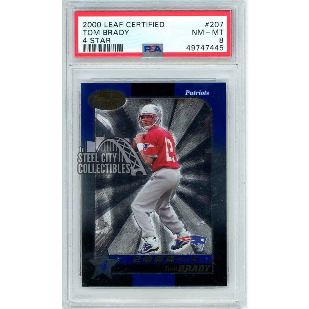 Tom Brady 2000 Leaf Certified 4 Star Rookie Card /1500 #207 PSA 8 ...