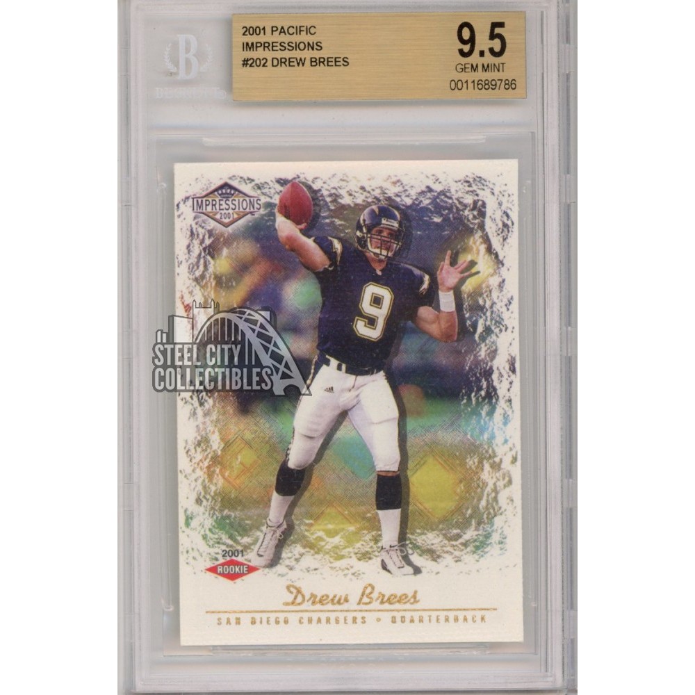 Drew Brees 2001 Pacific Impressions Rookie Card #202 102/117 BGS 9.5 ...