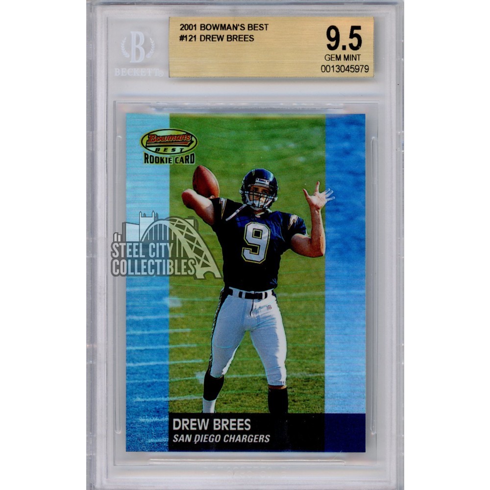 Drew Brees 2001 Bowman's Best Rookie Card #121 28/1499 BGS 9.5 Gem Mint ...