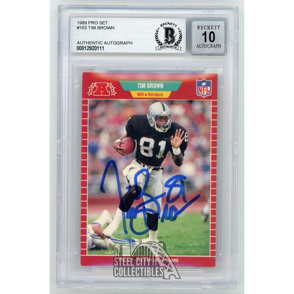 Tim Brown 1989 Pro Set Autographed Card #183 - BAS 10 | Steel City ...