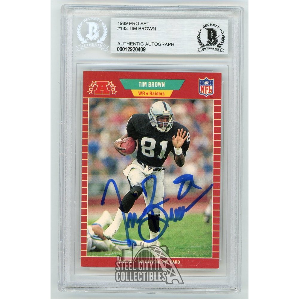 Tim Brown 1989 Pro Set Autographed Card #183 - BAS | Steel City ...