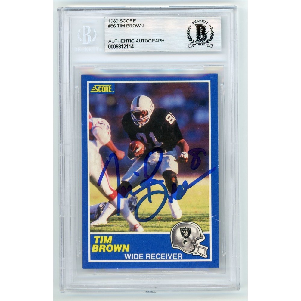 Tim Brown 1989 Score Rookie Autograph Card #86 BAS | Steel City ...