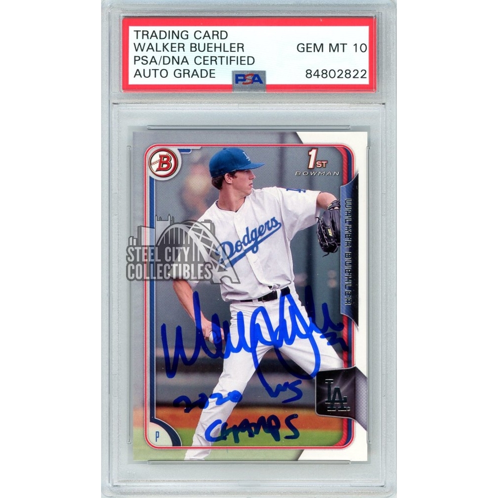 Walker Buehler 2015 Bowman 1st "2020 WS Champs" Autograph Card #46 PSA ...