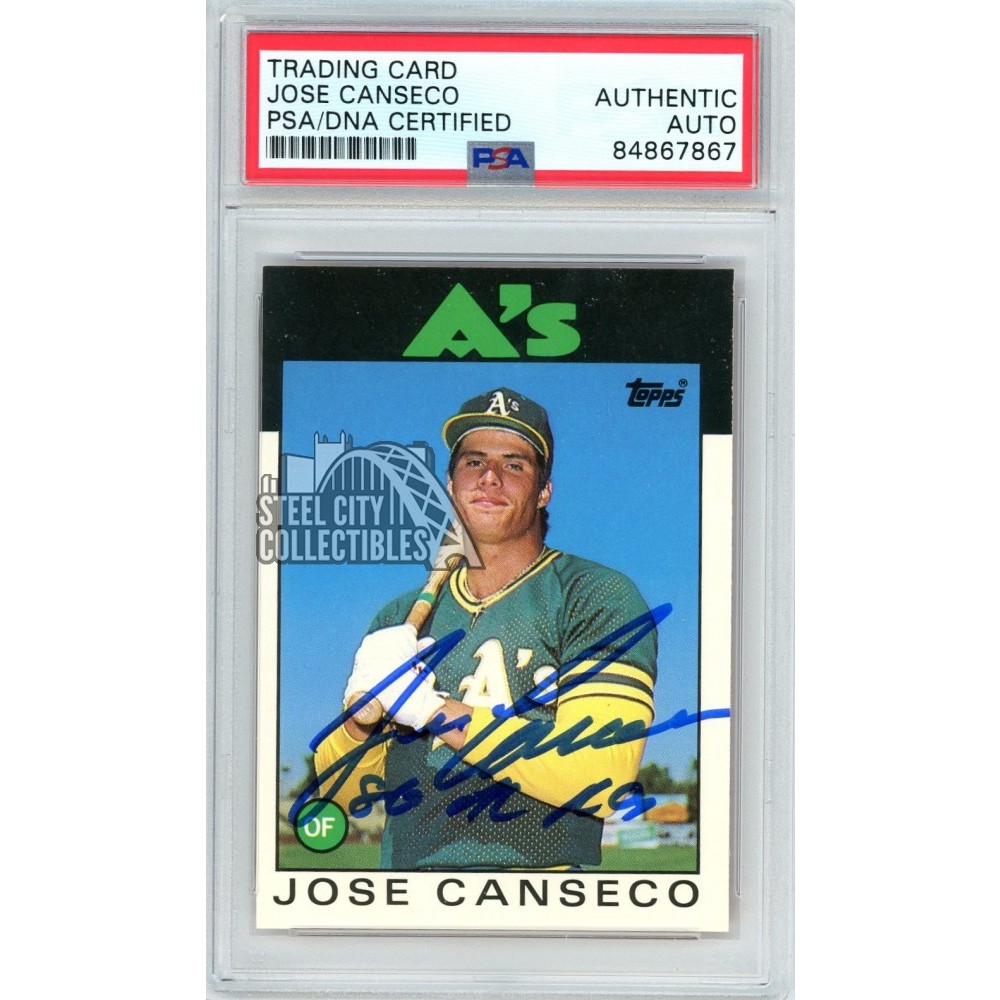 Jose Canseco 1986 Topps Traded "86 AL ROY" Autograph Rookie Card #20T ...