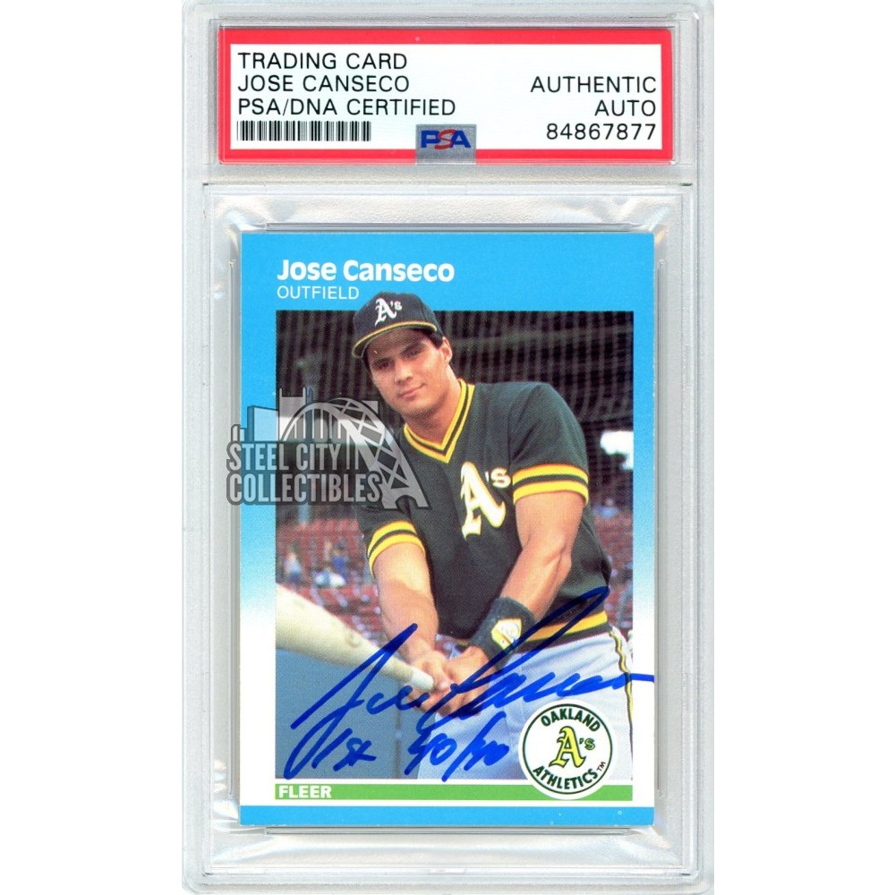 Jose Canseco 1987 Fleer "1st 40/40" Autograph Card #389 PSA/DNA | Steel ...