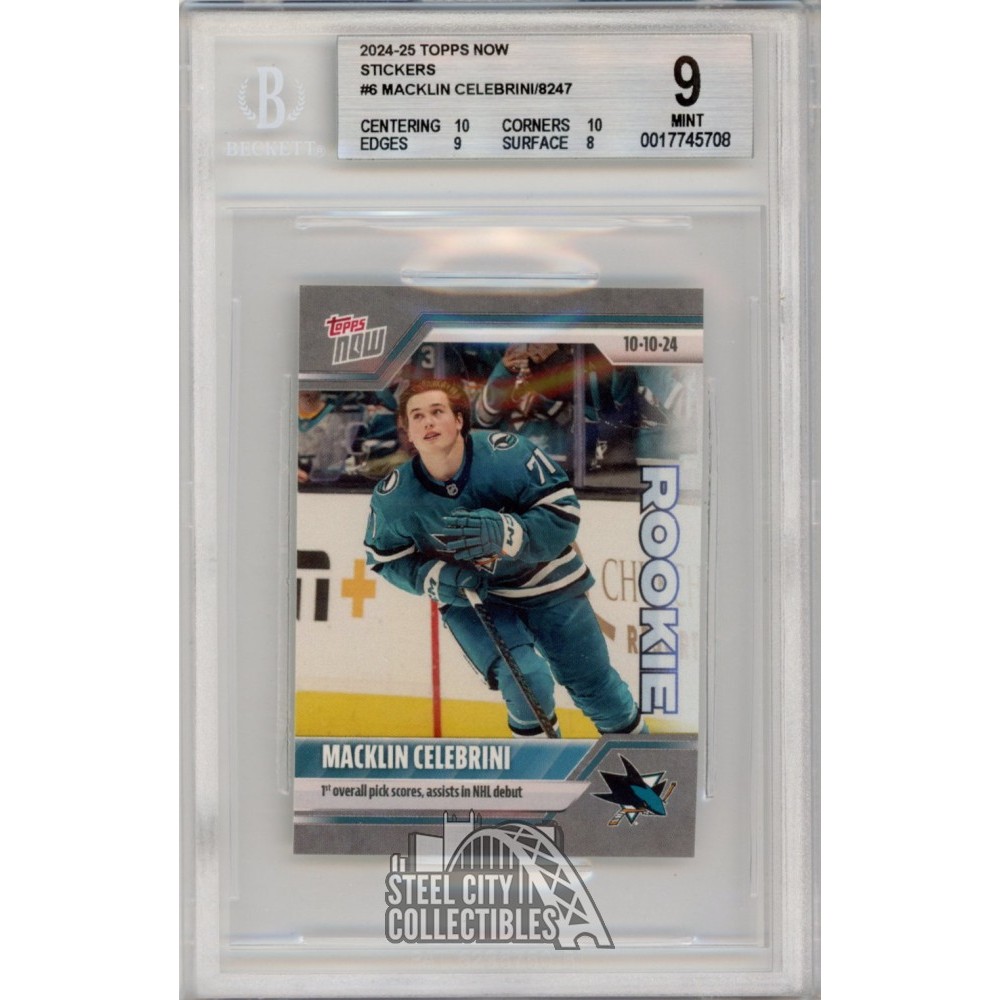 Macklin Celebrini 2024-25 Topps Now Debut Rookie Sticker #6 BGS 9 Mint ...