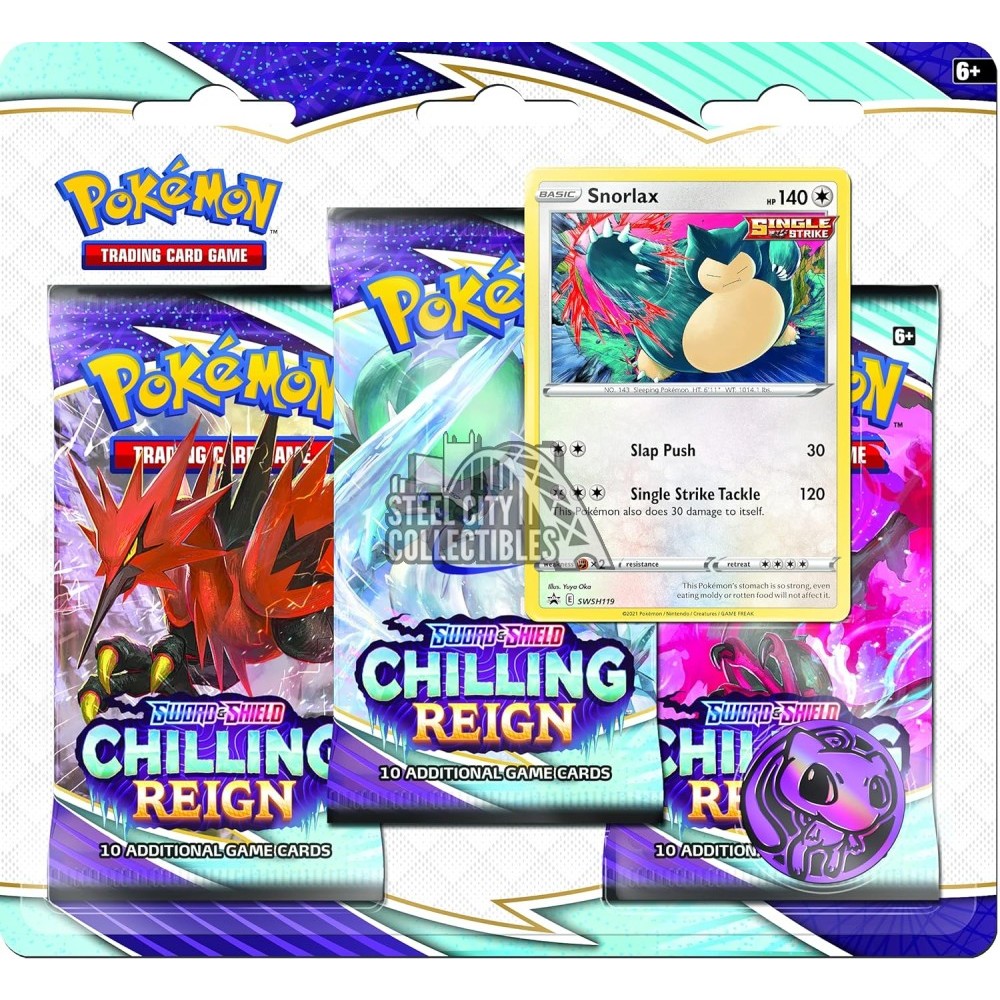 Pokemon Sword & Shield Chilling Reign 3 Pack Blister Pack | Steel City ...