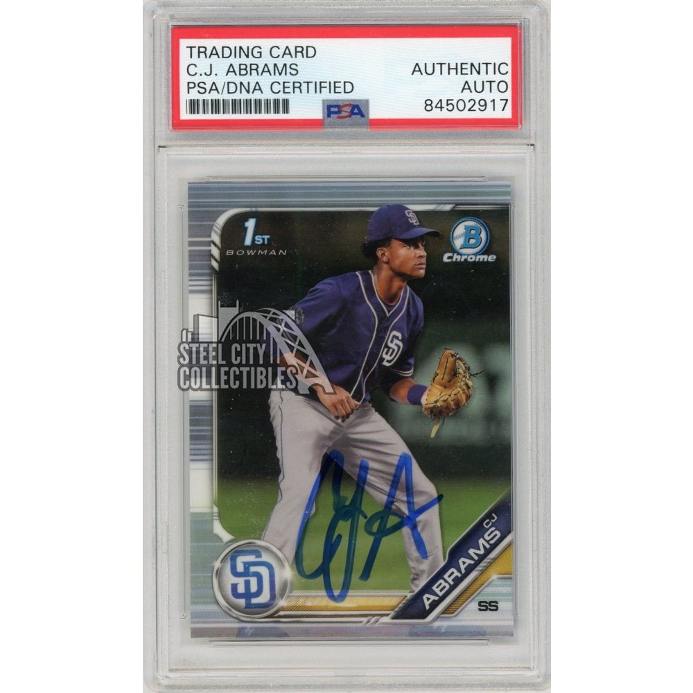 CJ Abrams 2019 Bowman Draft Chrome Refractor Autographed Card #BDC-85 - PSA/DNA | Steel City ...
