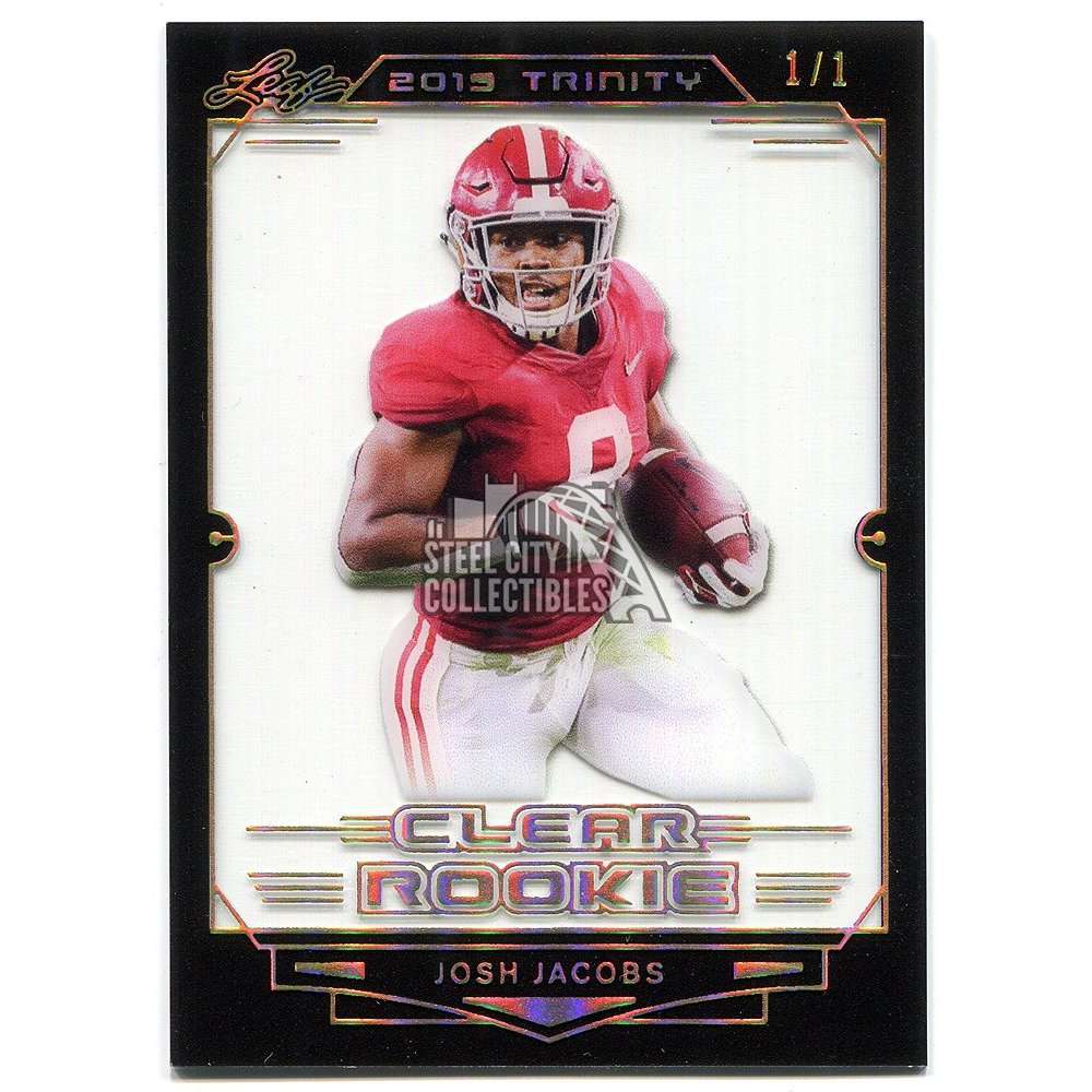 Josh Jacobs 2019 Leaf Trinity Football Clear Rookie Acetate Card RC 1/1 ...