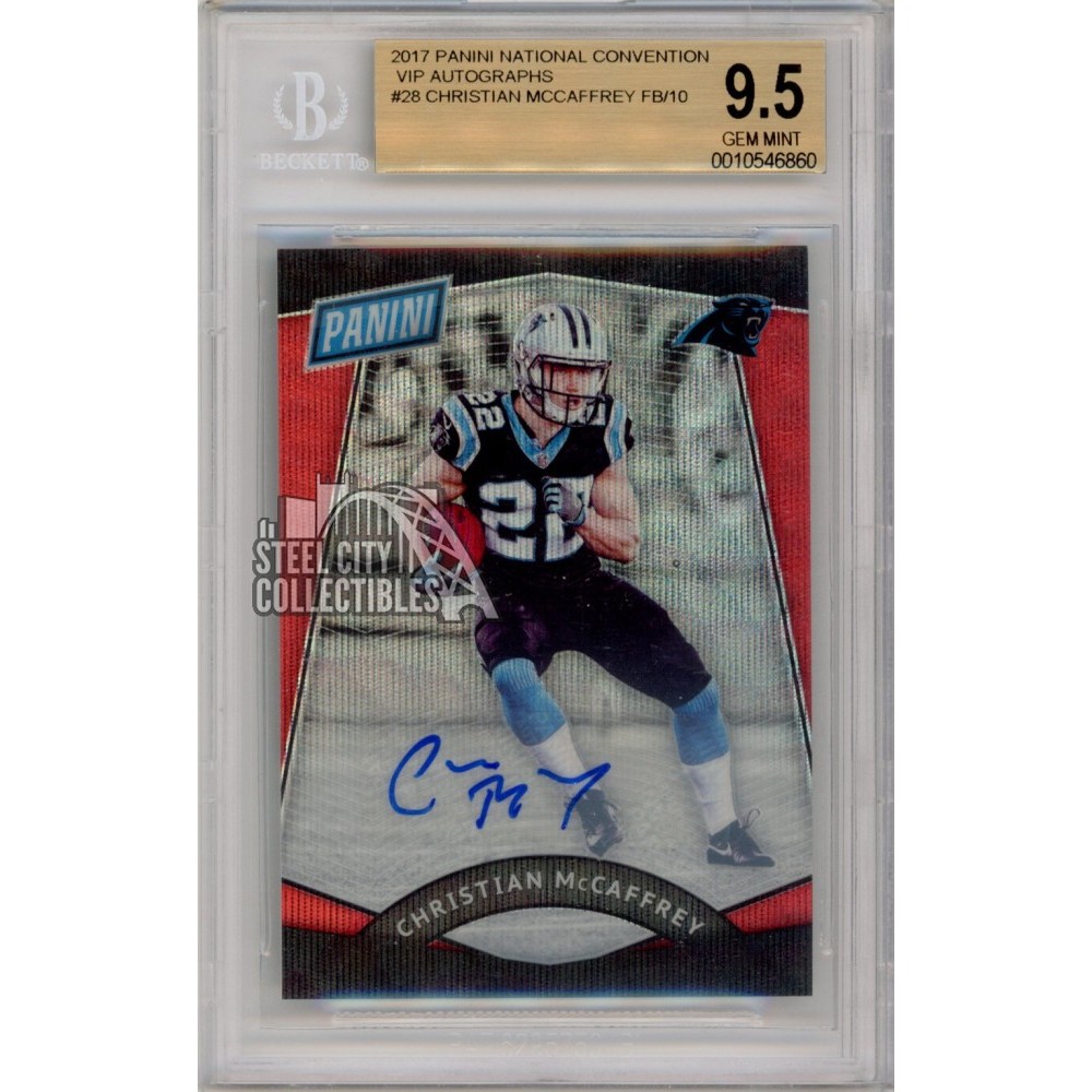 Christian McCaffrey 2017 Panini National VIP Red Autograph Rookie Card ...