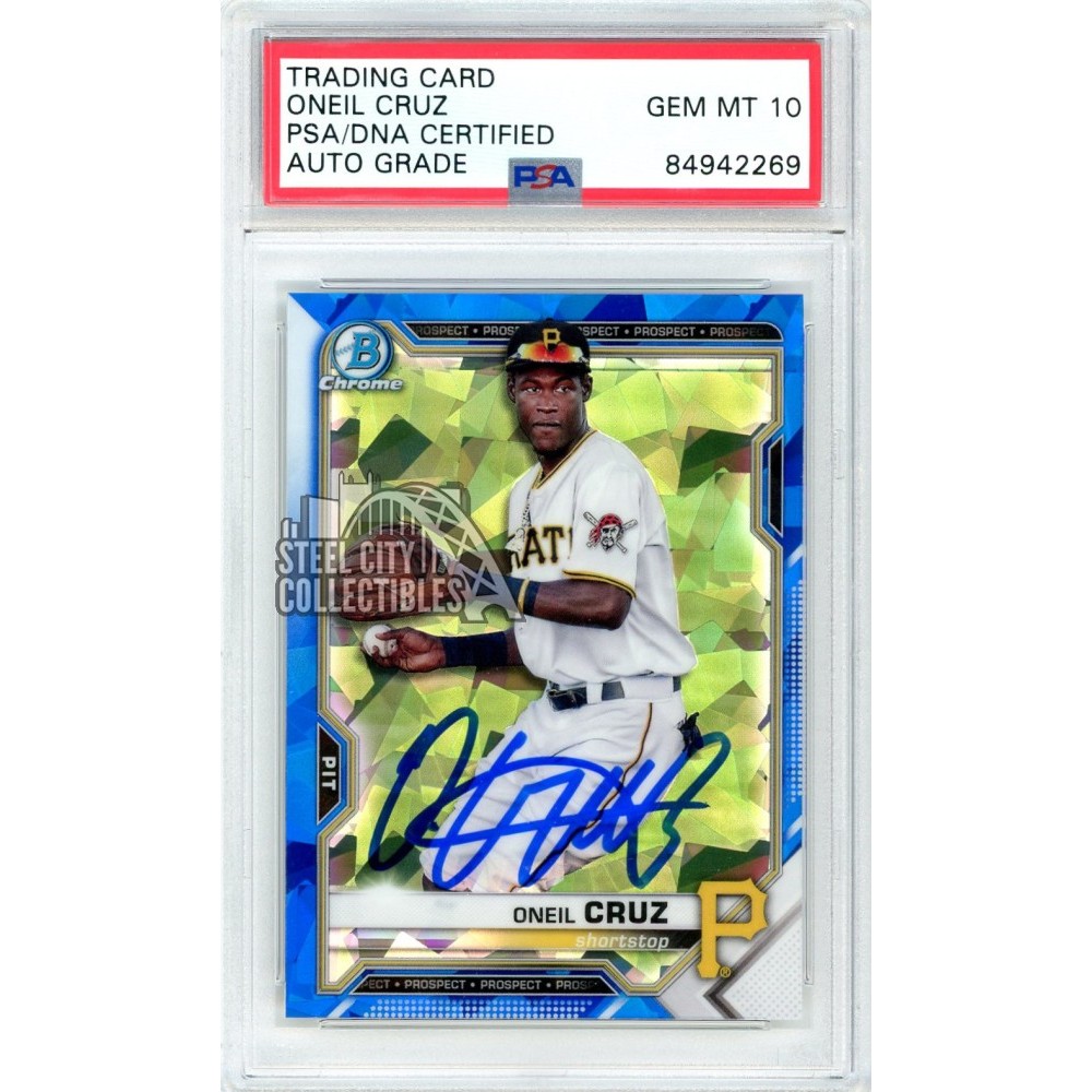 Oneil Cruz 2021 Bowman Chrome Sapphire Autograph Card #BCP-24 PSA/DNA ...