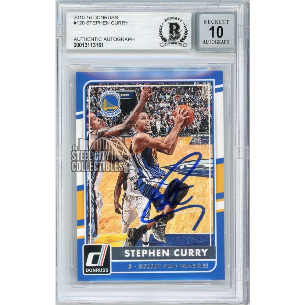 Stephen Curry 2015-16 Panini Donruss Autograph Card #120 BAS 10 | Steel ...